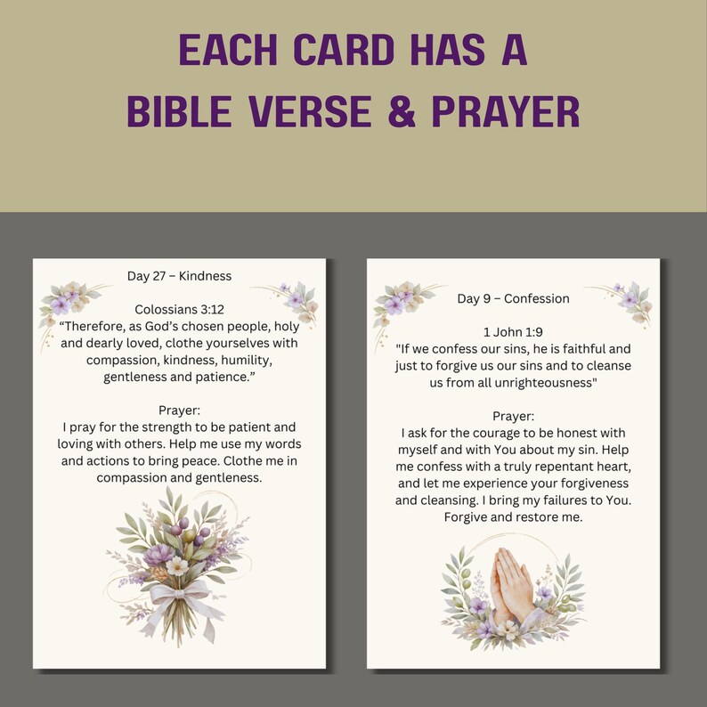 40 Days of Lent Prayer Cards | Botanical Devotional, Scripture Study ...