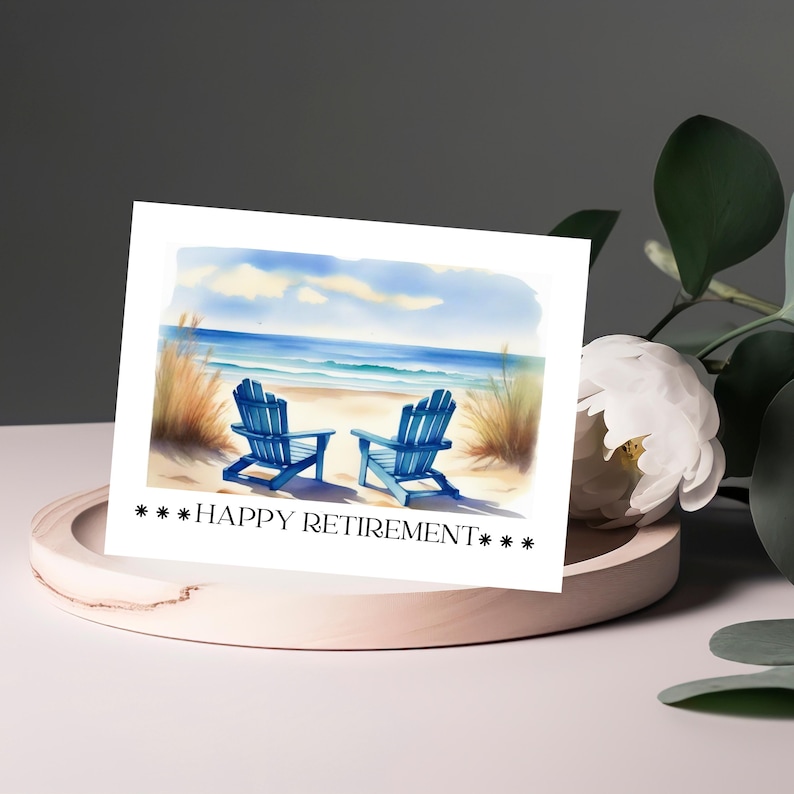 Retirement Card | Printable Beach Congratulations Card | 7x5 Digital ...