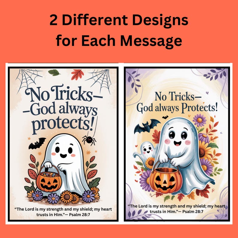 Christian Halloween Mini Cards, 12 Faith-based Scripture Cards for Kids ...