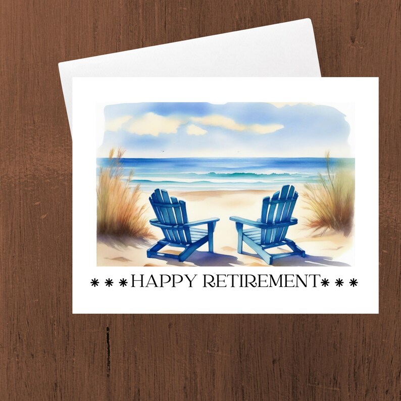 Retirement Card | Printable Beach Congratulations Card | 7x5 Digital ...