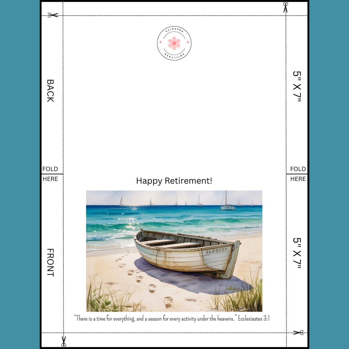 Rowboat Ocean Retirement Card With Bible Verse (PDF Printable) - Etsy