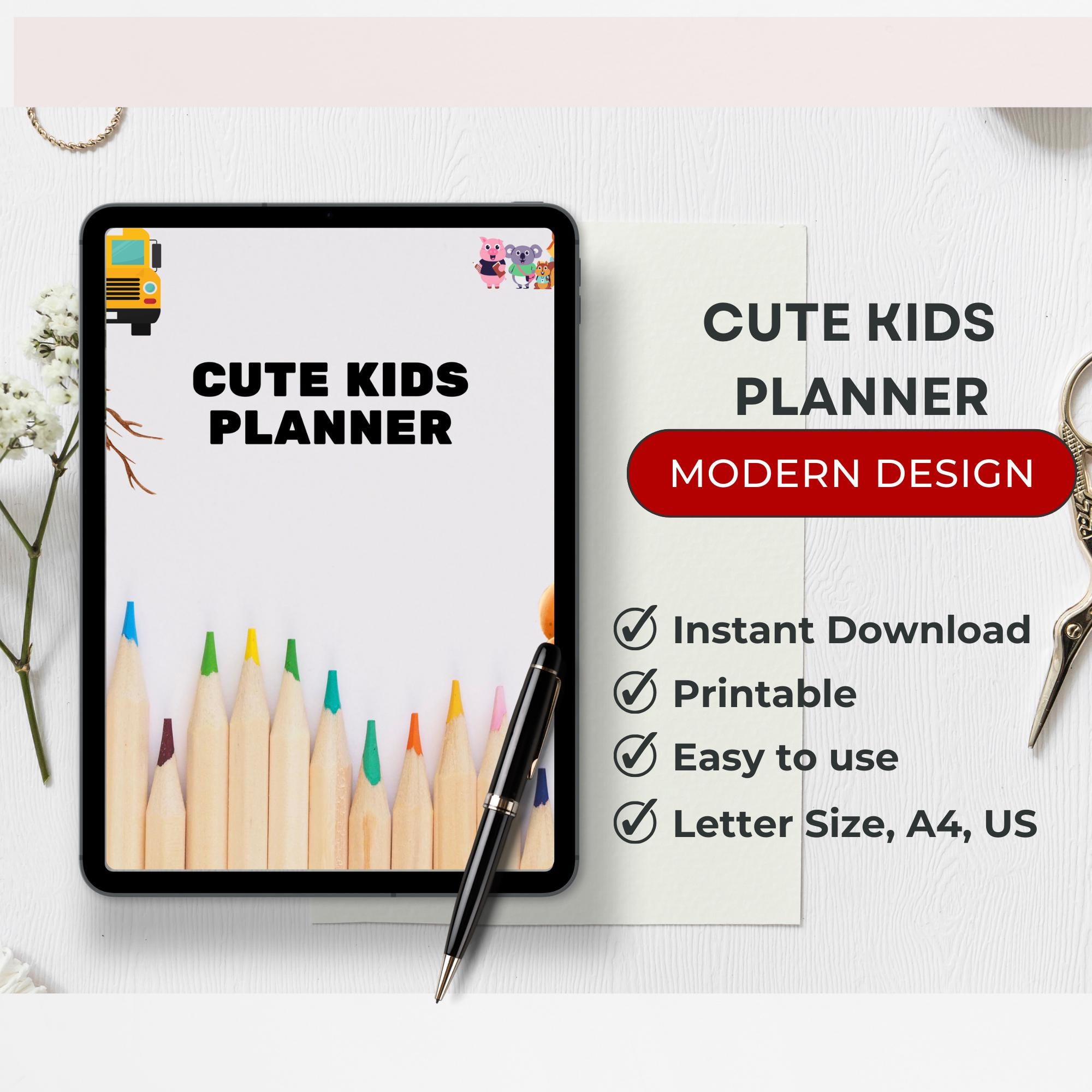 Kids Planner, Printable Kids Daily Planner, Daily Journal for Kids, 8 ...