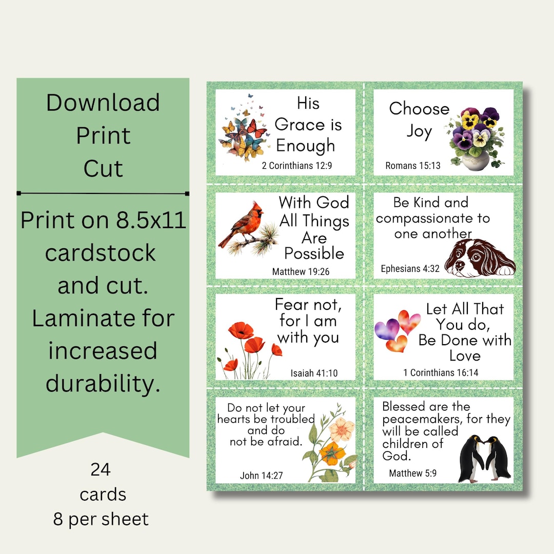 Bible Verse Cards Printable |scripture Cards Printable| Christian ...