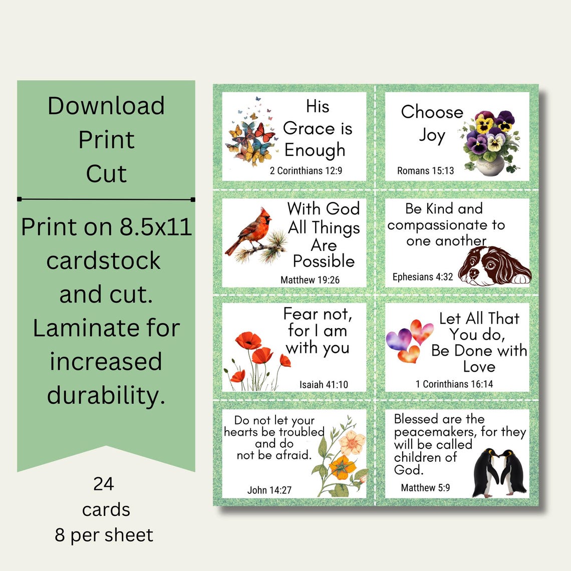 Bible Verse Cards Printable |scripture Cards Printable| Christian ...