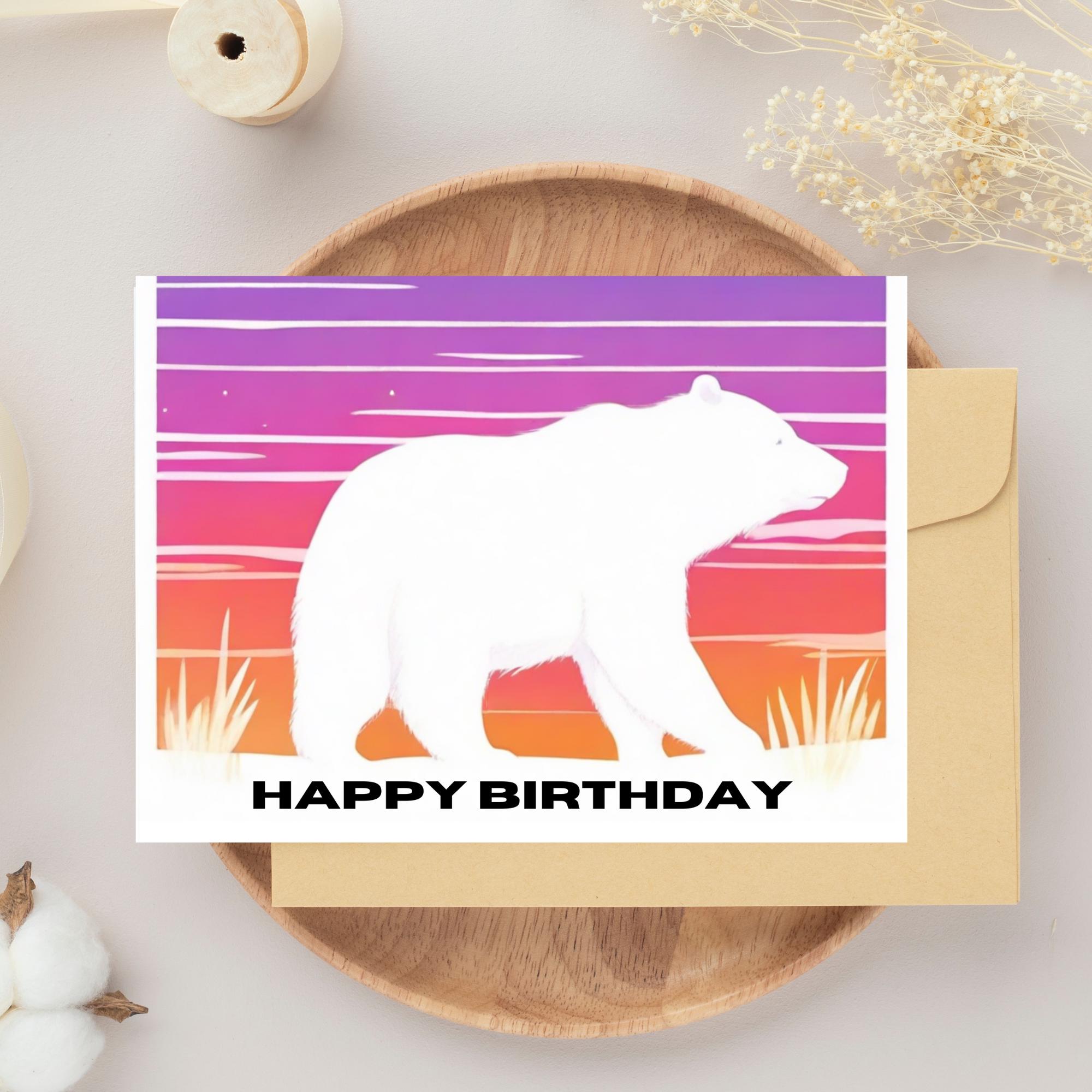 Polar Bear Blank Birthday Card, Polar Bear Birthday Card, Personalized ...