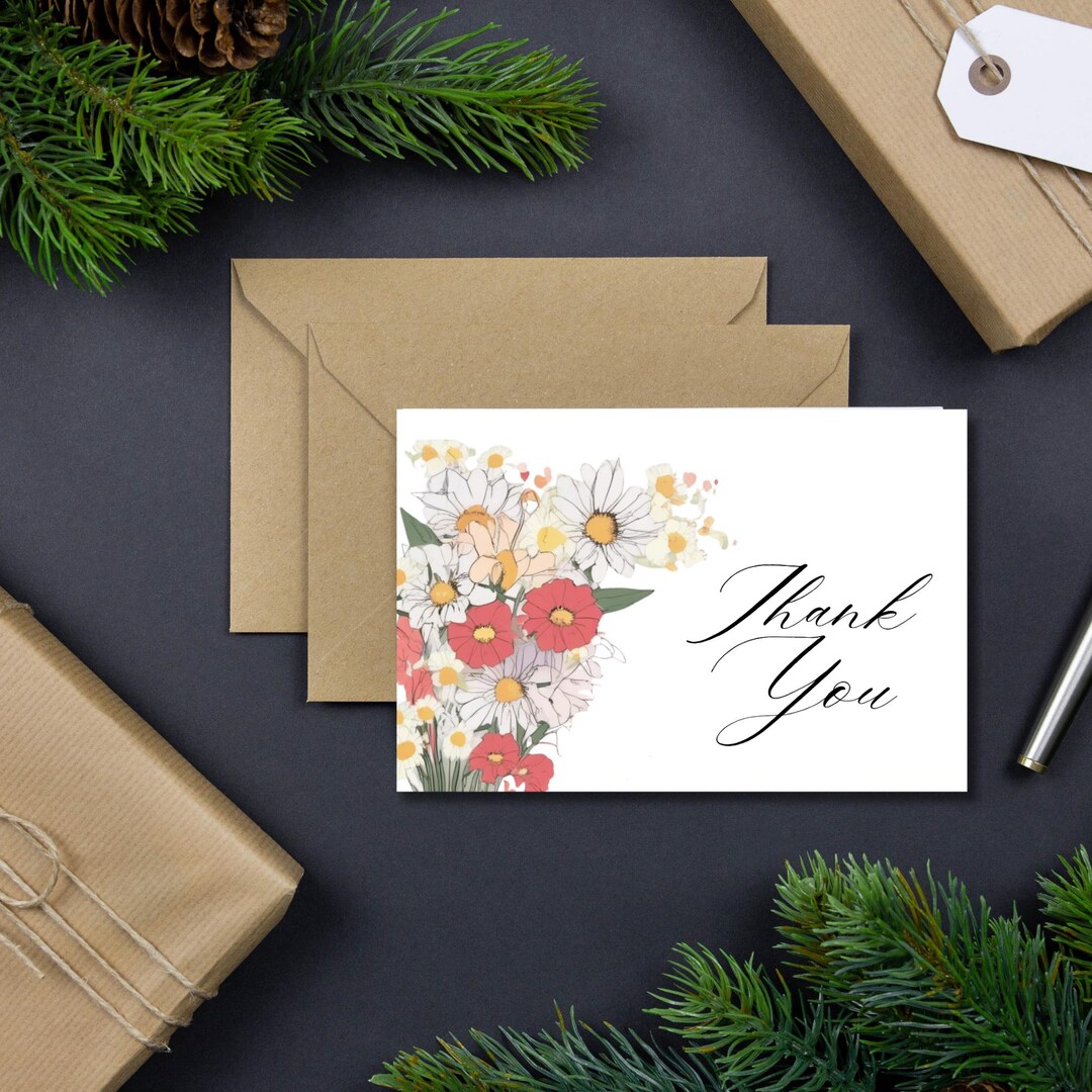 Thank You, Daisy, Flowers, Thank You Card, A6, Cute Daisy Thank You ...