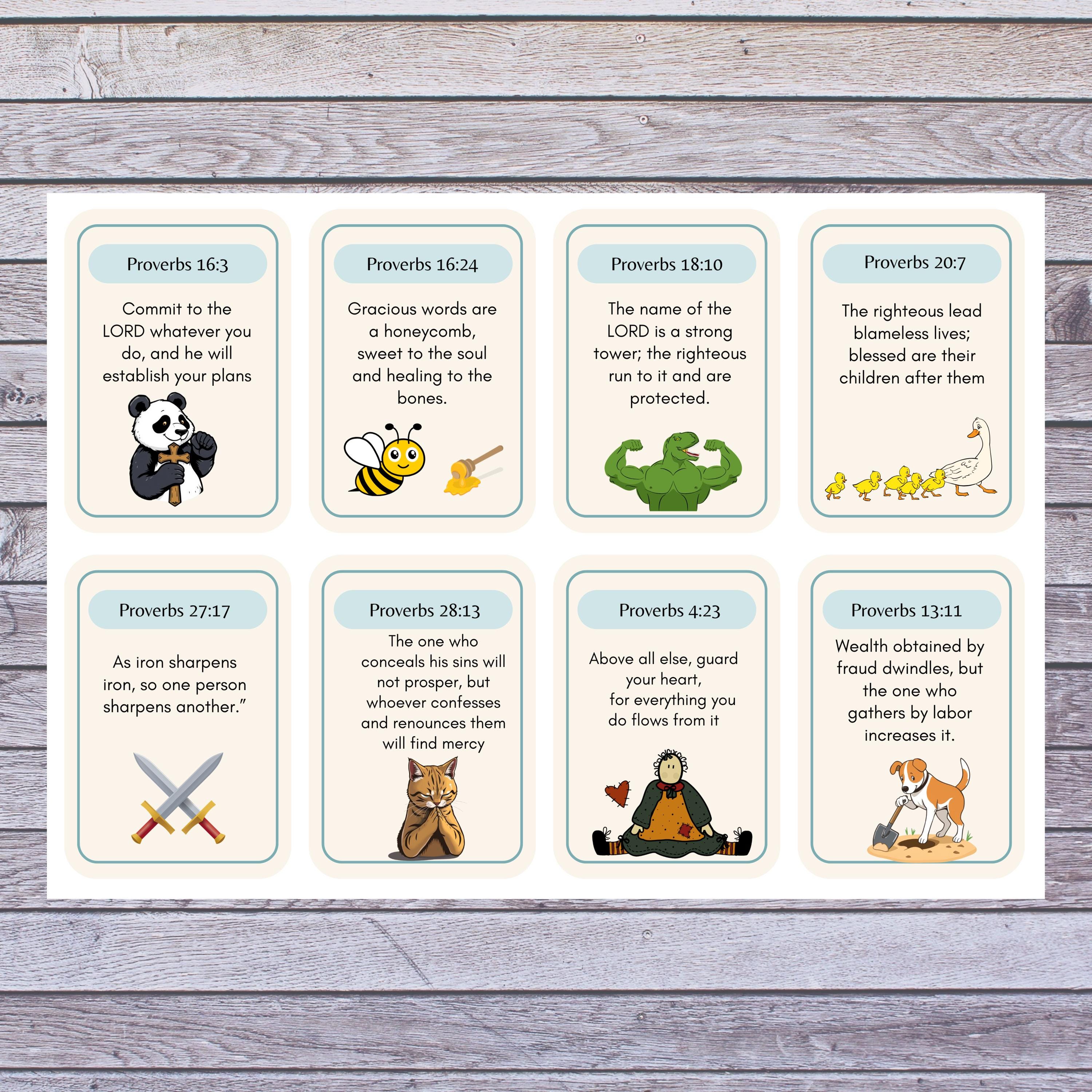 Children Bible Proverbs Cards L Kids Bible Verse Flashcards L 24 ...