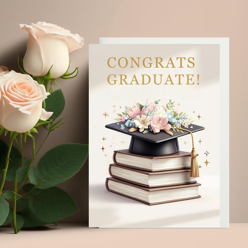 Floral Mortarboard Graduation Card, Printable Gift (digital Download ...