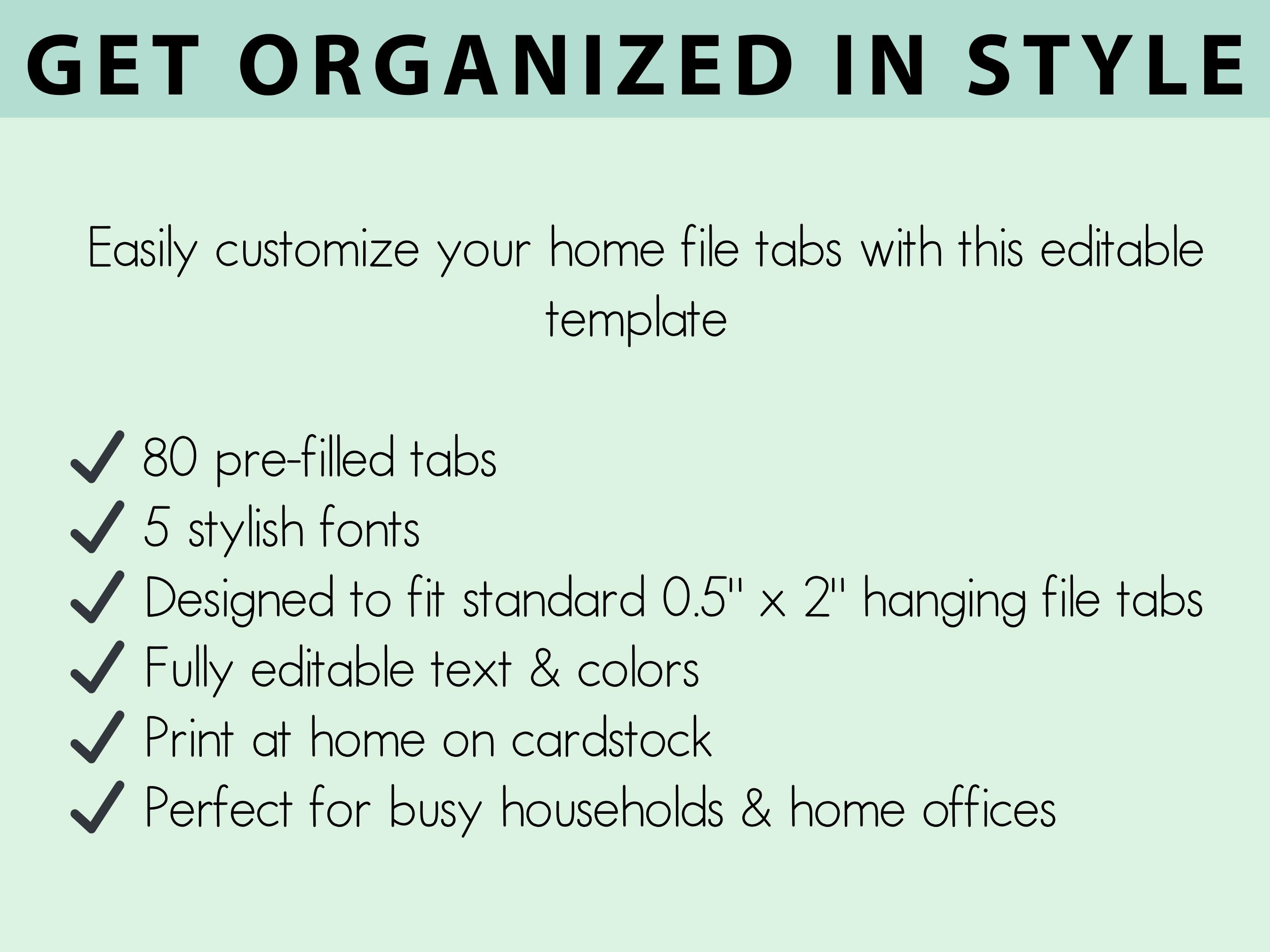 Editable File Folder Labels: Canva Template With 80 Pre-filled Tabs ...