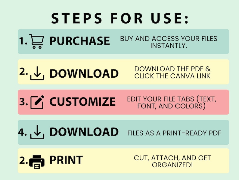 Editable File Folder Labels: Canva Template With 80 Pre-filled Tabs ...