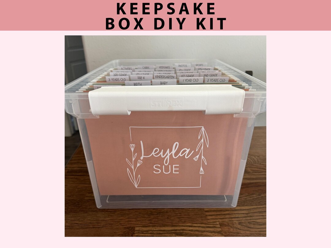 Kids Milestone Keepsake File Box Decal & File Tabs | Vinyl Name Decal ...