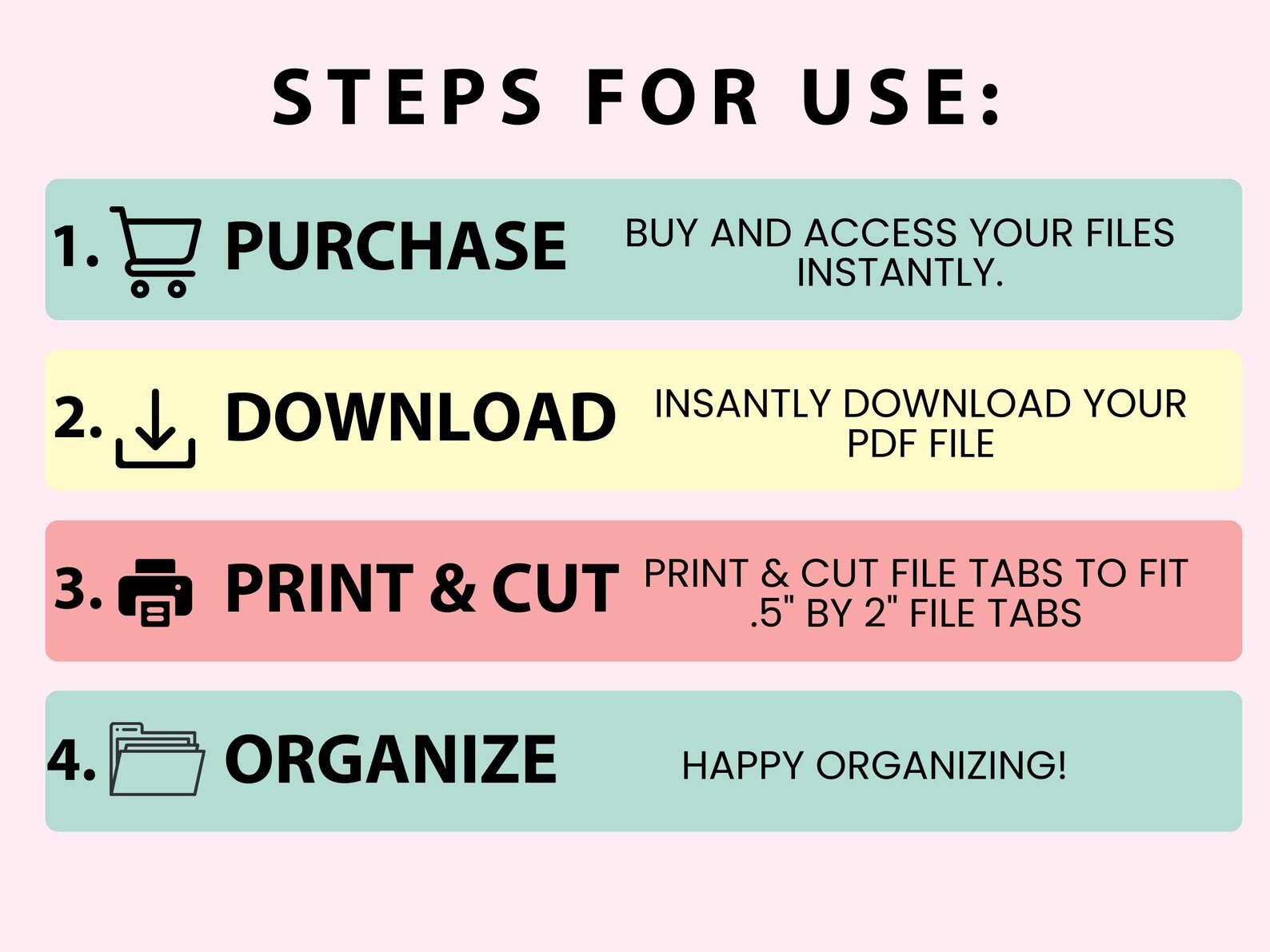 Printable Home File Tabs: 80 Pre-labeled Tabs, 5 Fonts (instant ...