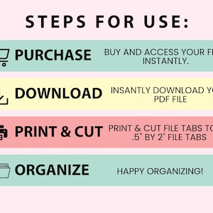 Printable Home File Tabs: 80 Pre-labeled Tabs, 5 Fonts (instant ...