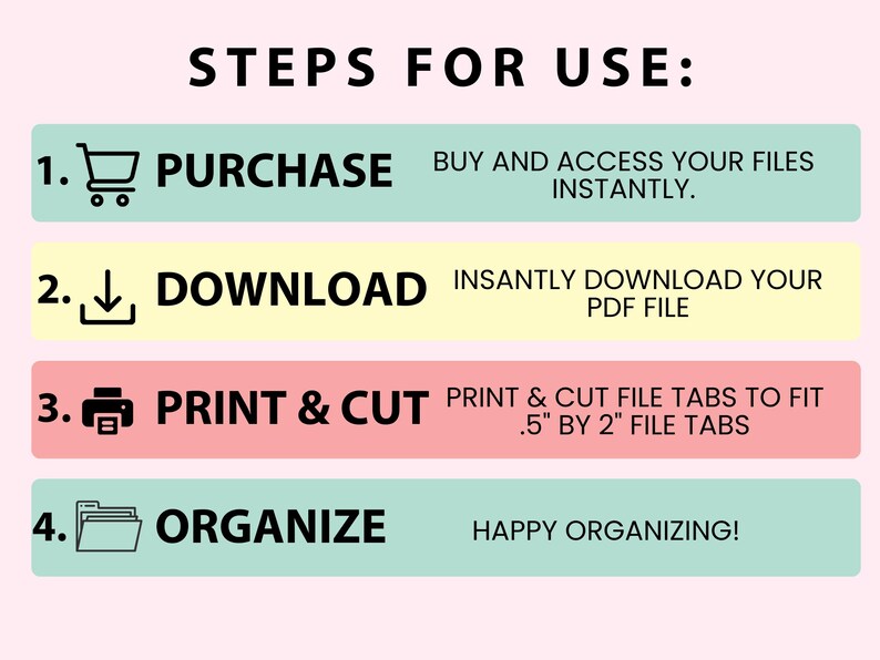 Printable Home File Tabs: 80 Pre-labeled Tabs, 5 Fonts (instant ...