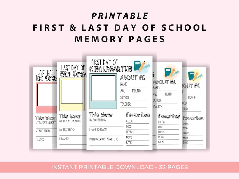 Printable First & Last Day of School Time Capsule Pages | Digital ...