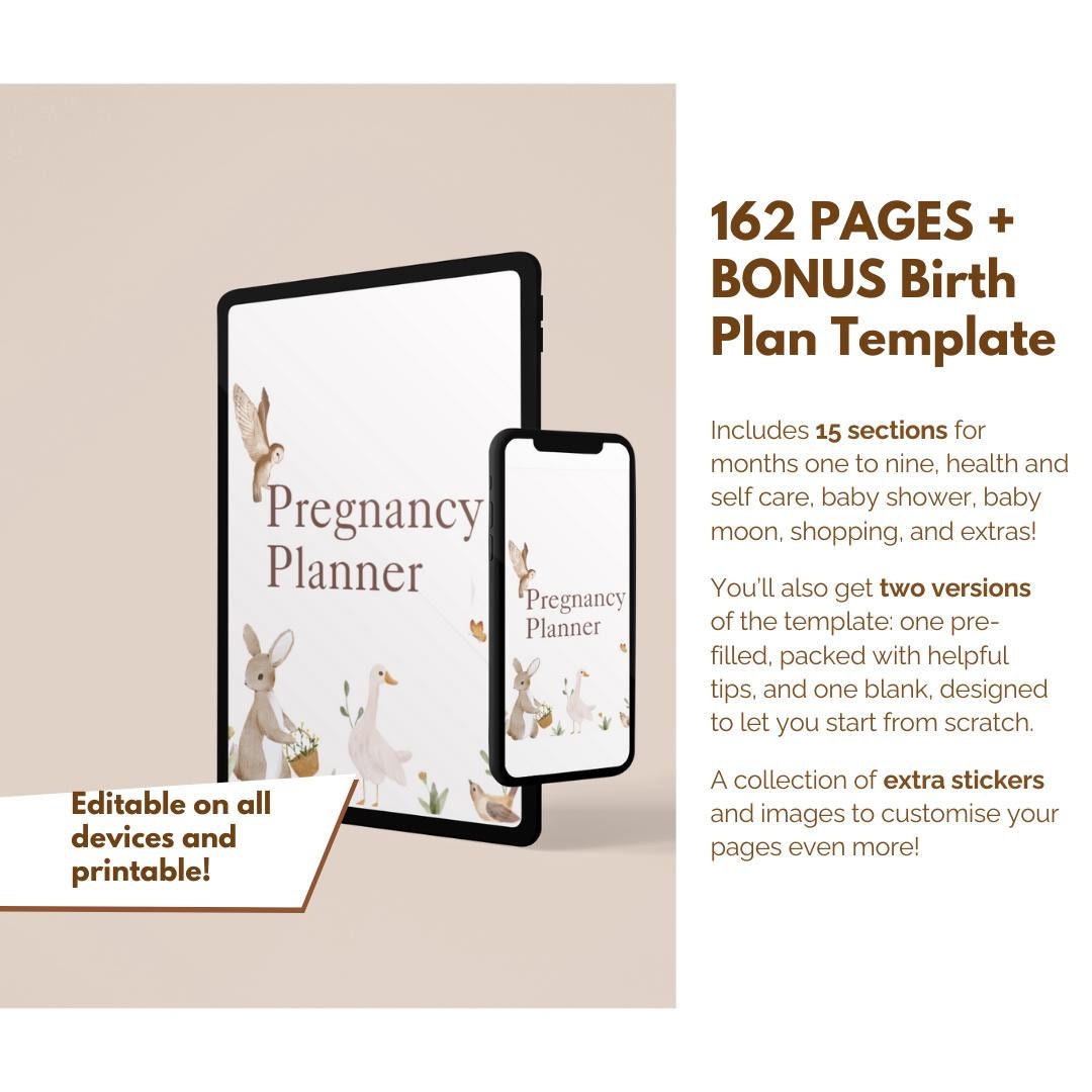Digital Pregnancy Planner and Journal for Expecting Mum - Editable and ...