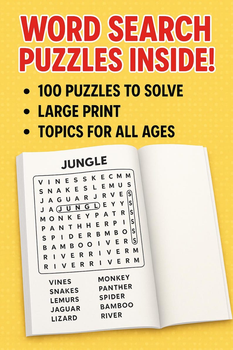 Big Word Search Puzzle Book for Kids, Adults & Seniors, 100 Large Print ...