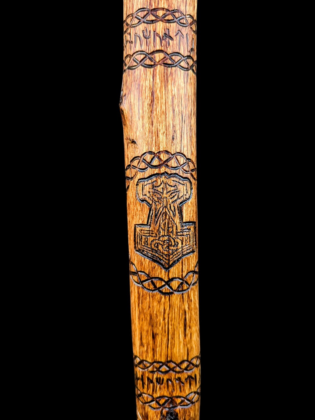 Mjölnir, Hammer of Thor Viking Walking Stick - Hand-carved Runic Ritual ...