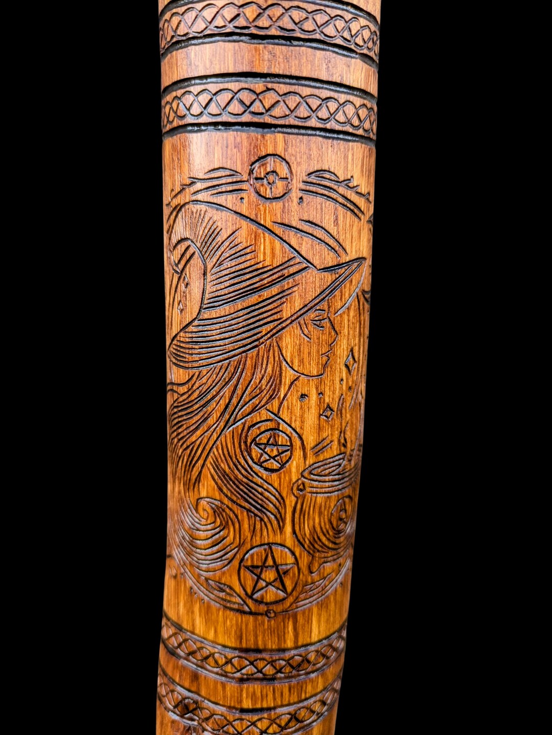 Witch Ritual Staff With Cauldron, Moon, Celtic Knots, and Mystical ...