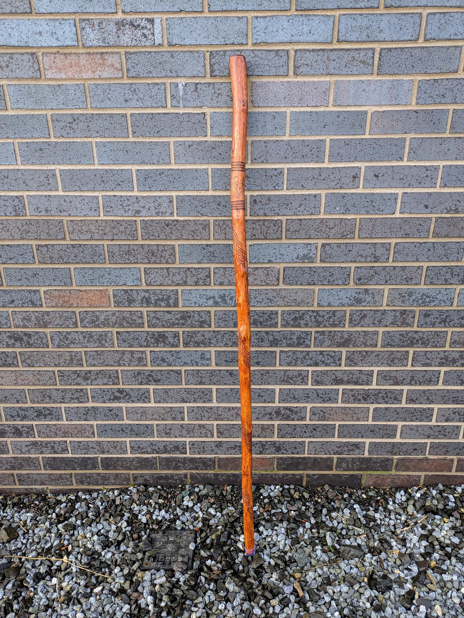 Wolf Howling at the Moon Hand-carved Walking Stick/ritual Staff Birch ...