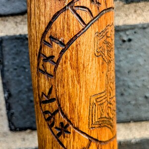 Hand Carved Birch Walking Stick With the Hammer of Thor and Viking ...
