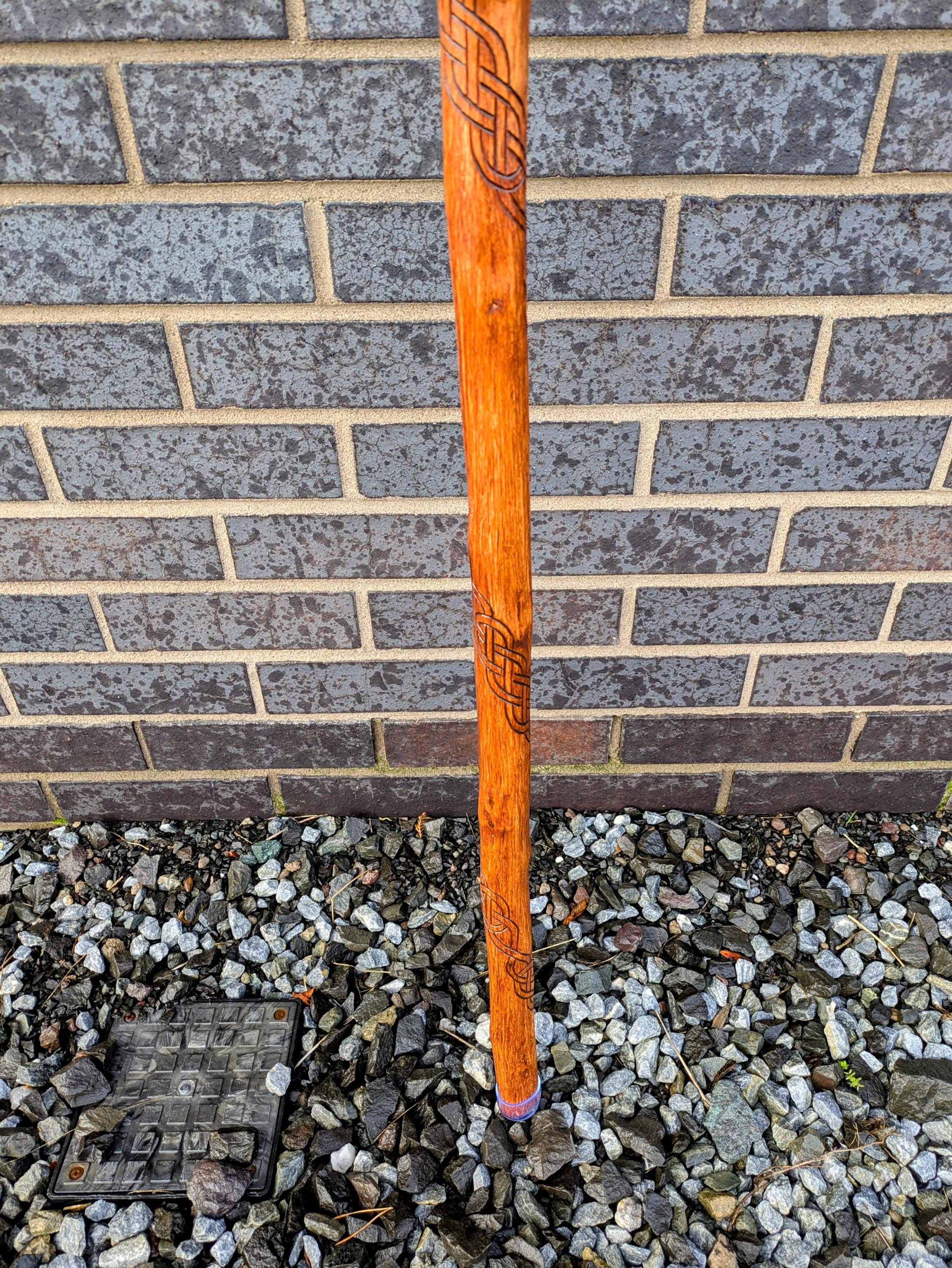 Wolf Howling at the Moon Hand-carved Walking Stick/ritual Staff Birch Wood With Cascading Celtic ...