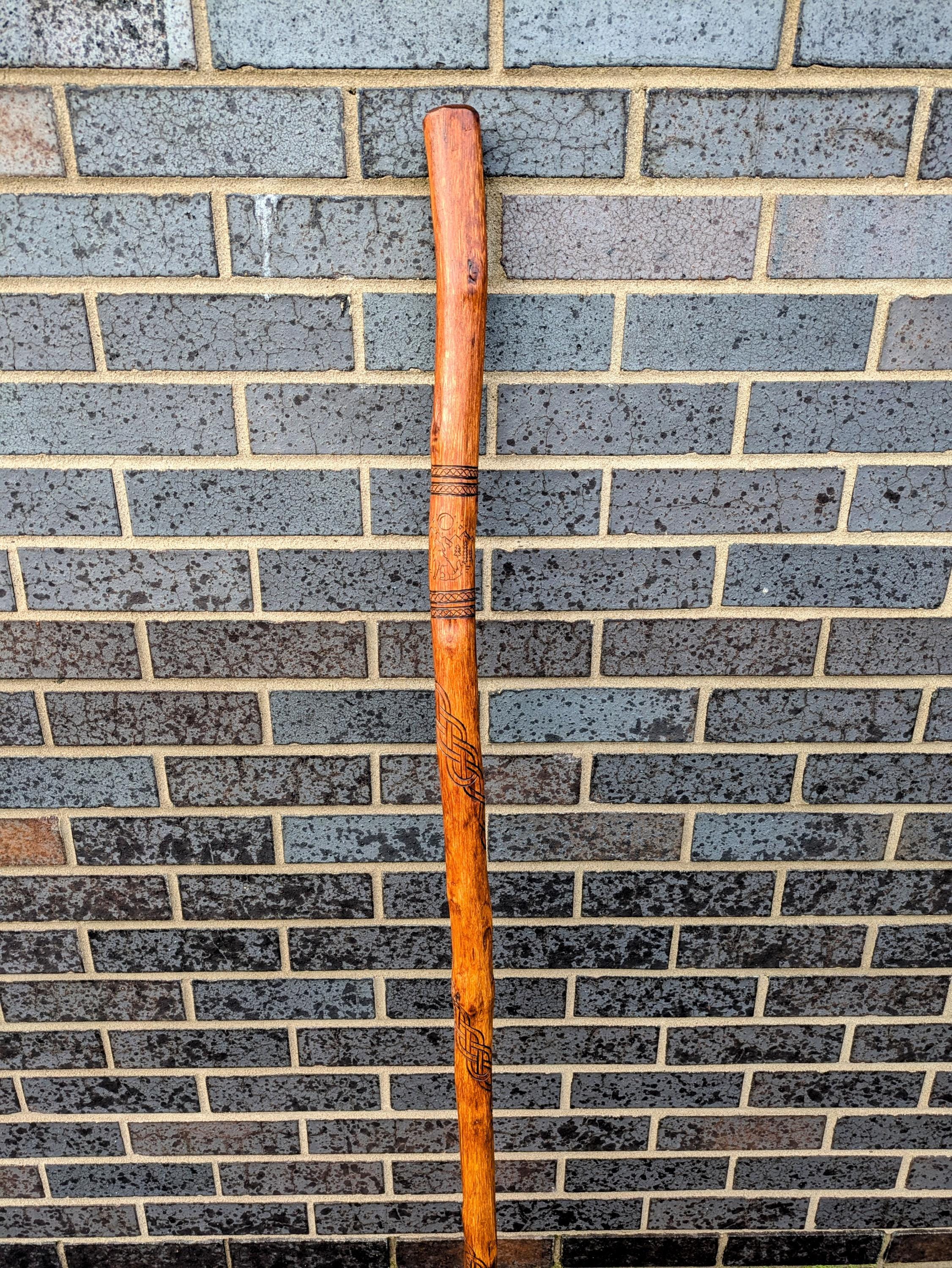 Wolf Howling at the Moon Hand-carved Walking Stick/ritual Staff Birch ...