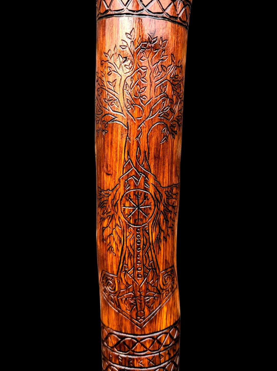 Yggdrasil, Mjolnir, Fenrir, and Elder Futhark Ritual Staff/walking ...