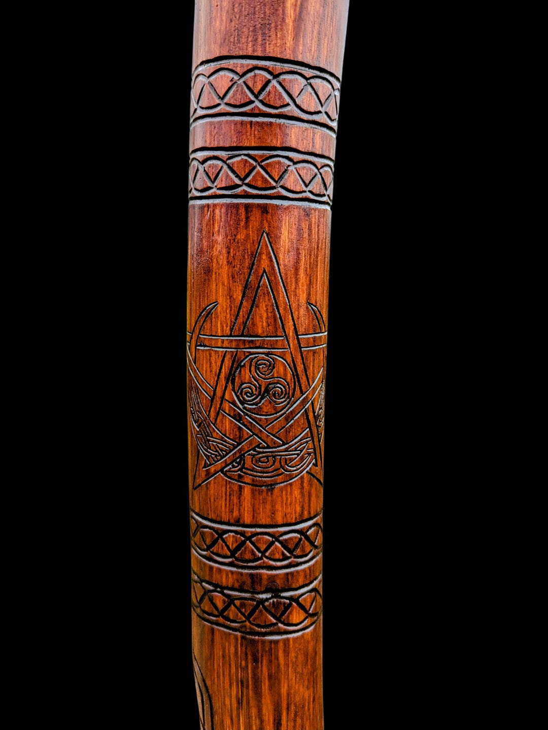 Pentagram With Triskelion and Celtic Moon Ritual Staff/walking Stick ...