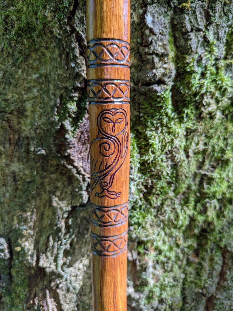 Wooden Walking Stick - Willow Barn Owl Staff - Etsy