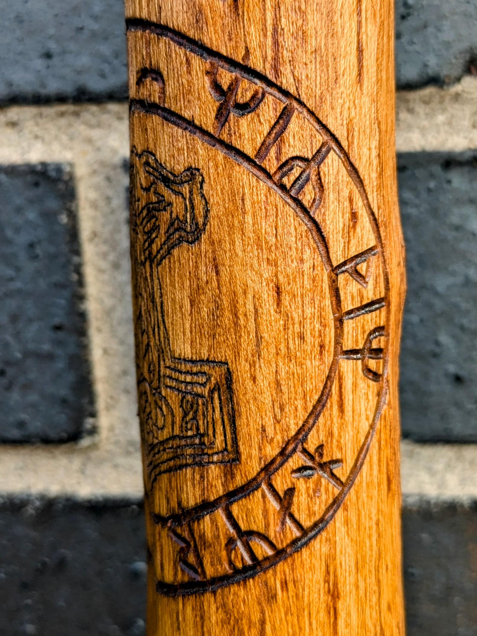 Hand Carved Birch Walking Stick With the Hammer of Thor and Viking ...
