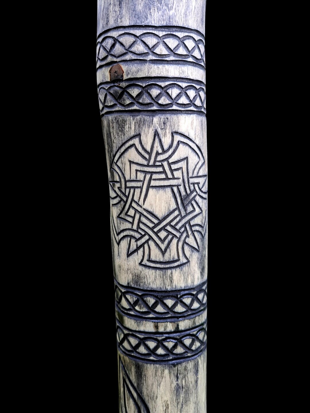 Pentagram & Celtic Knotwork (size-100cm) Hand-carved Willow Walking ...