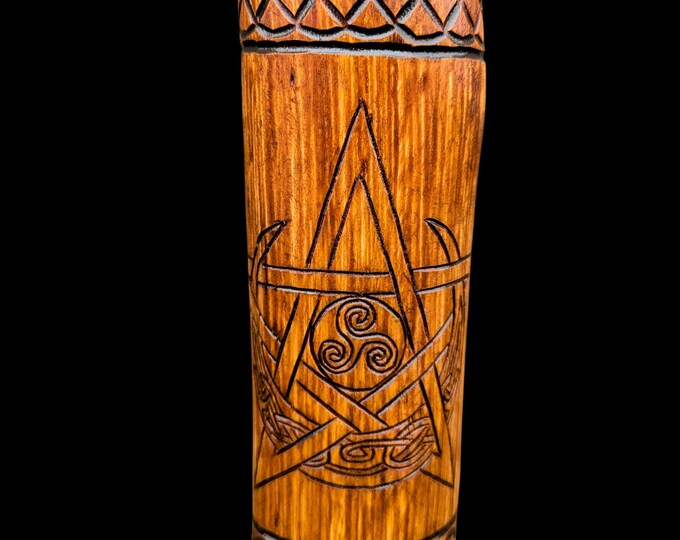 Pentagram With Triskelion and Celtic Moon Ritual Staff/walking Stick ...