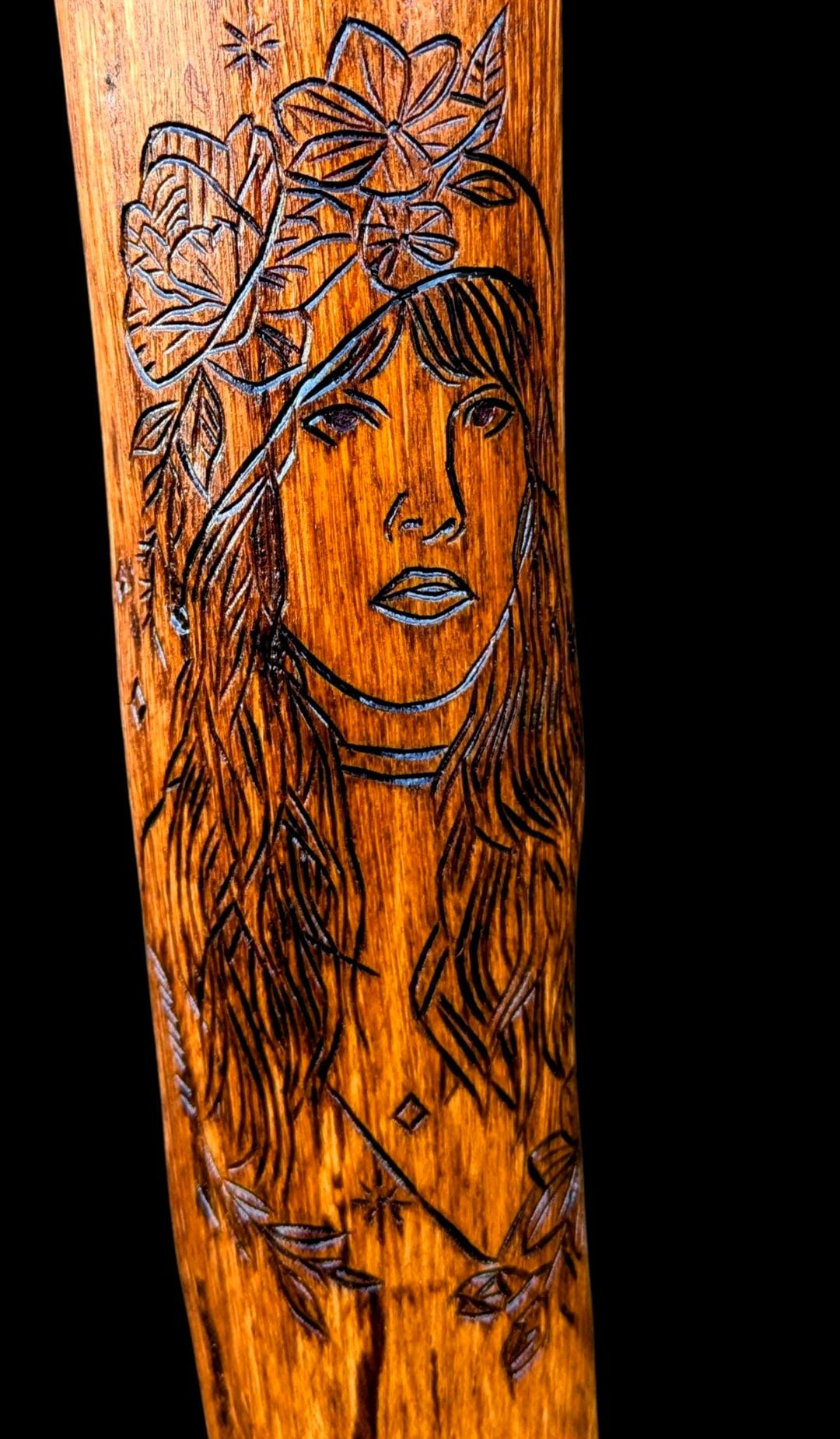 Stevie Nicks-inspired Witch/wiccan Hand Carved Ritual Staff – Birch ...