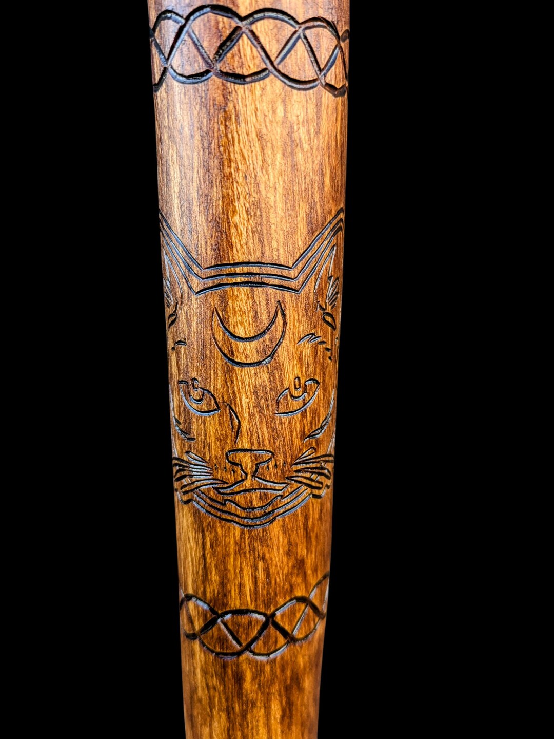 Witch Cat Familiar Ritual Staff/walking Stick. Hand Carved From Birch ...