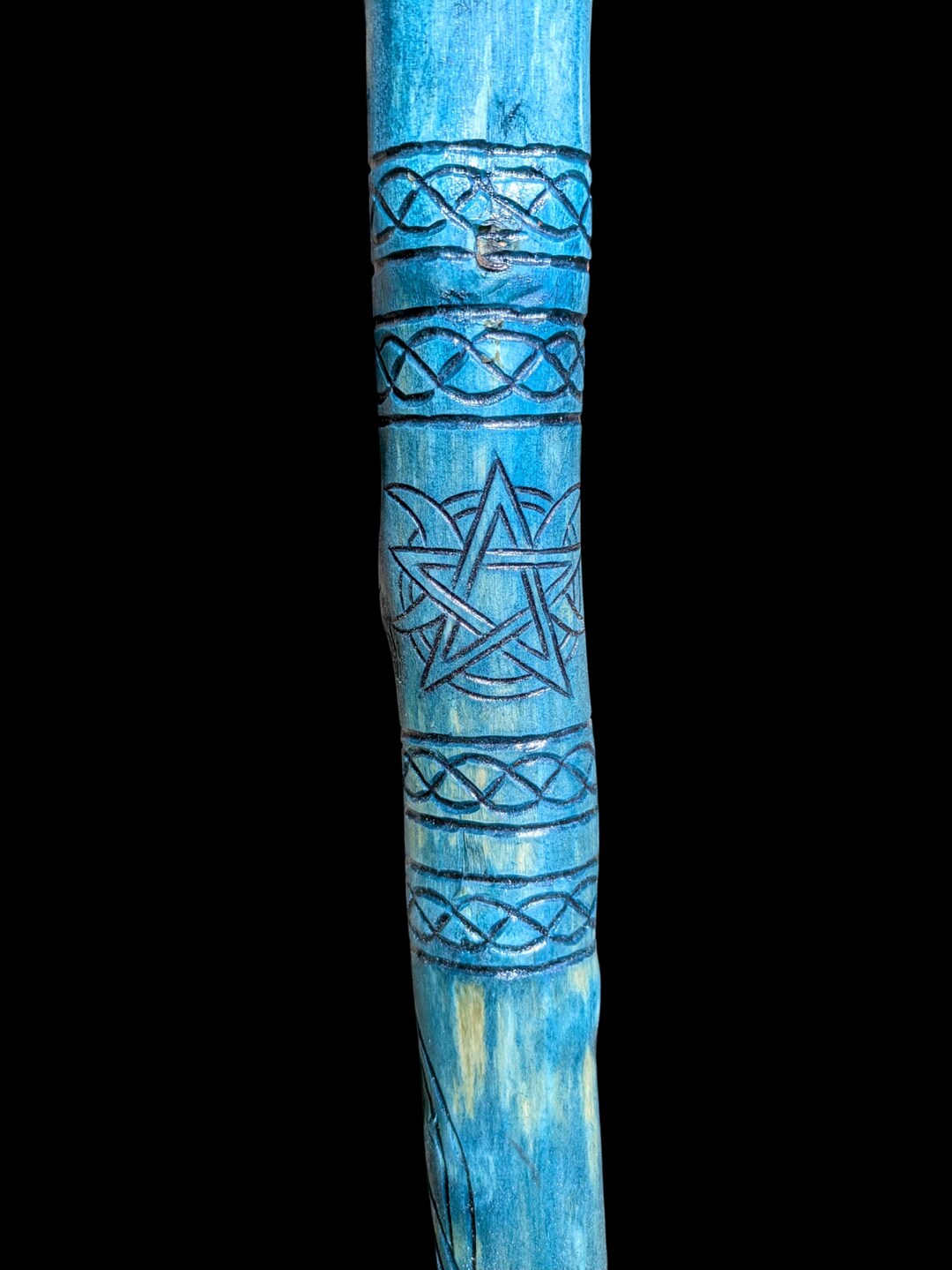 Triple Moon Pentagram Ritual Staff: Hand-carved Birch Walking Stick - Etsy