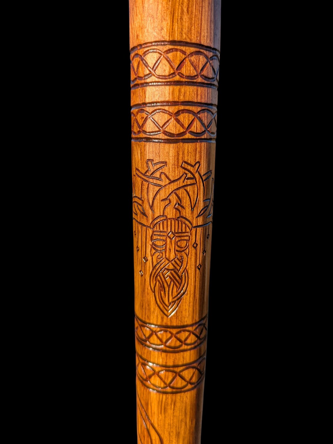 Celtic Druid Green Man Ritual Staff/walking Stick – Hand-carved Hazel ...