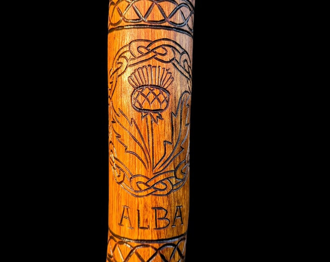 Flower of Scotland-scottish Thistle Hand-carved Walking Stick/ritual ...