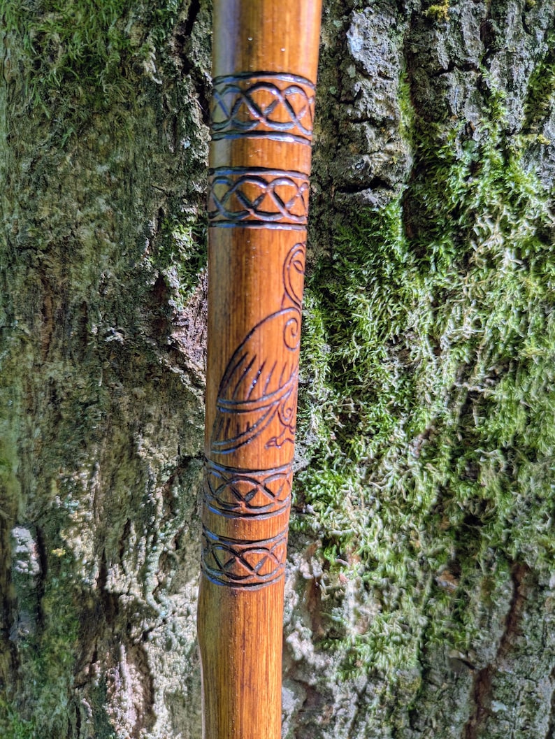 Wooden Walking Stick - Willow Barn Owl Staff - Etsy
