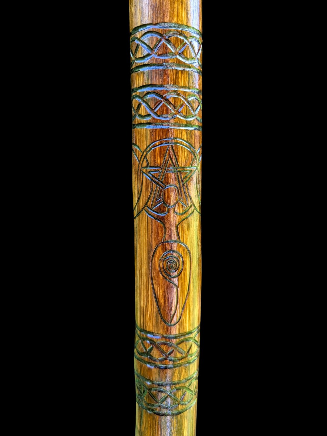 Hand Carved Maple Triple Moon Goddess Ritual Staff - Celtic Knot ...