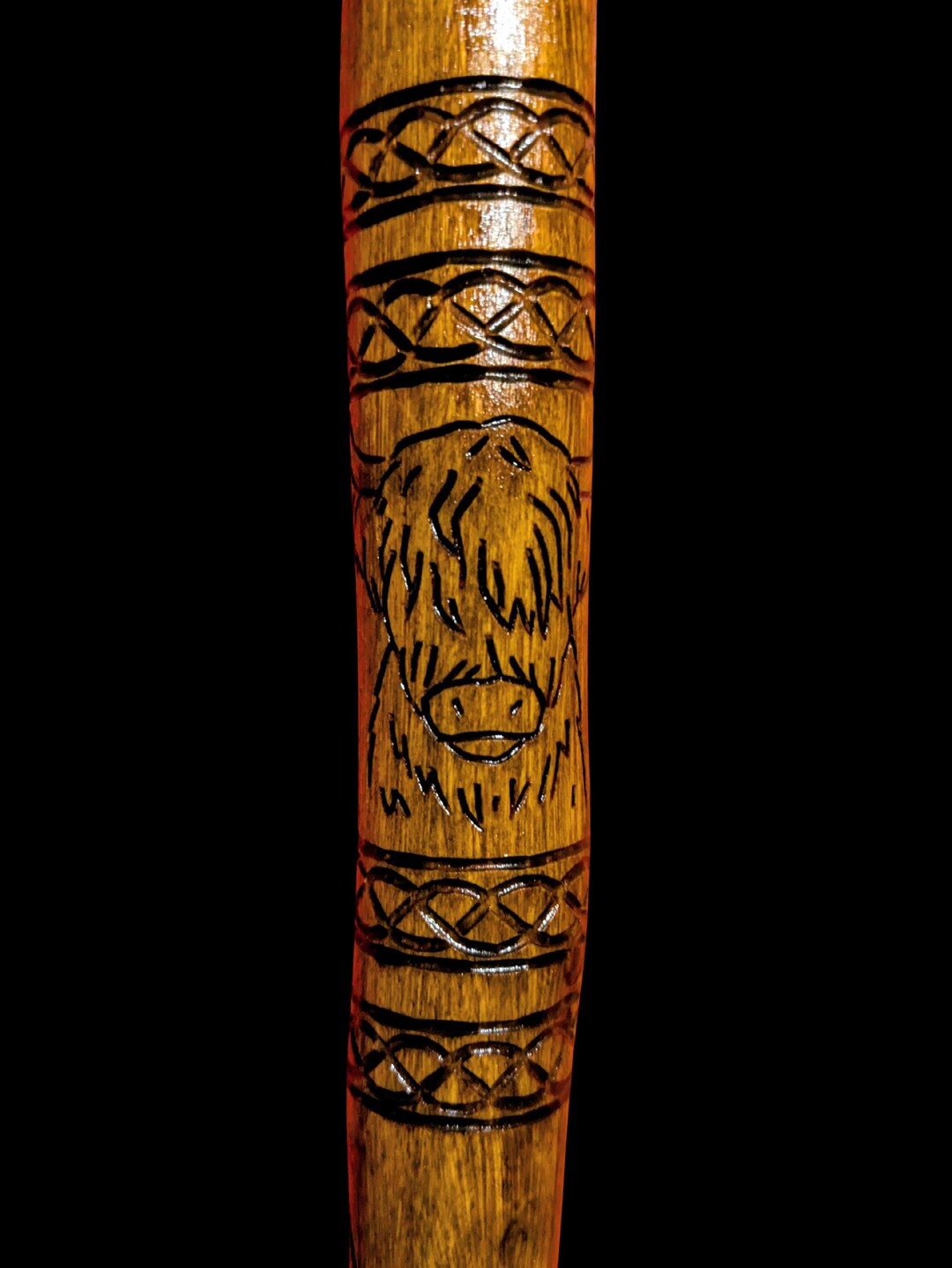 Celtic Highland Cow Staff 162cm – Alder Wood Walking Stick - Etsy