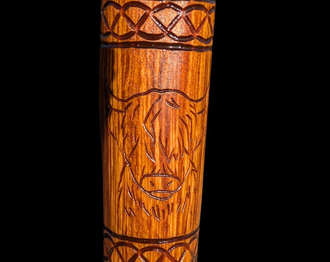 Scottish Highland Cow Ritual Staff/walking Stick – Hand-carved Rowan ...