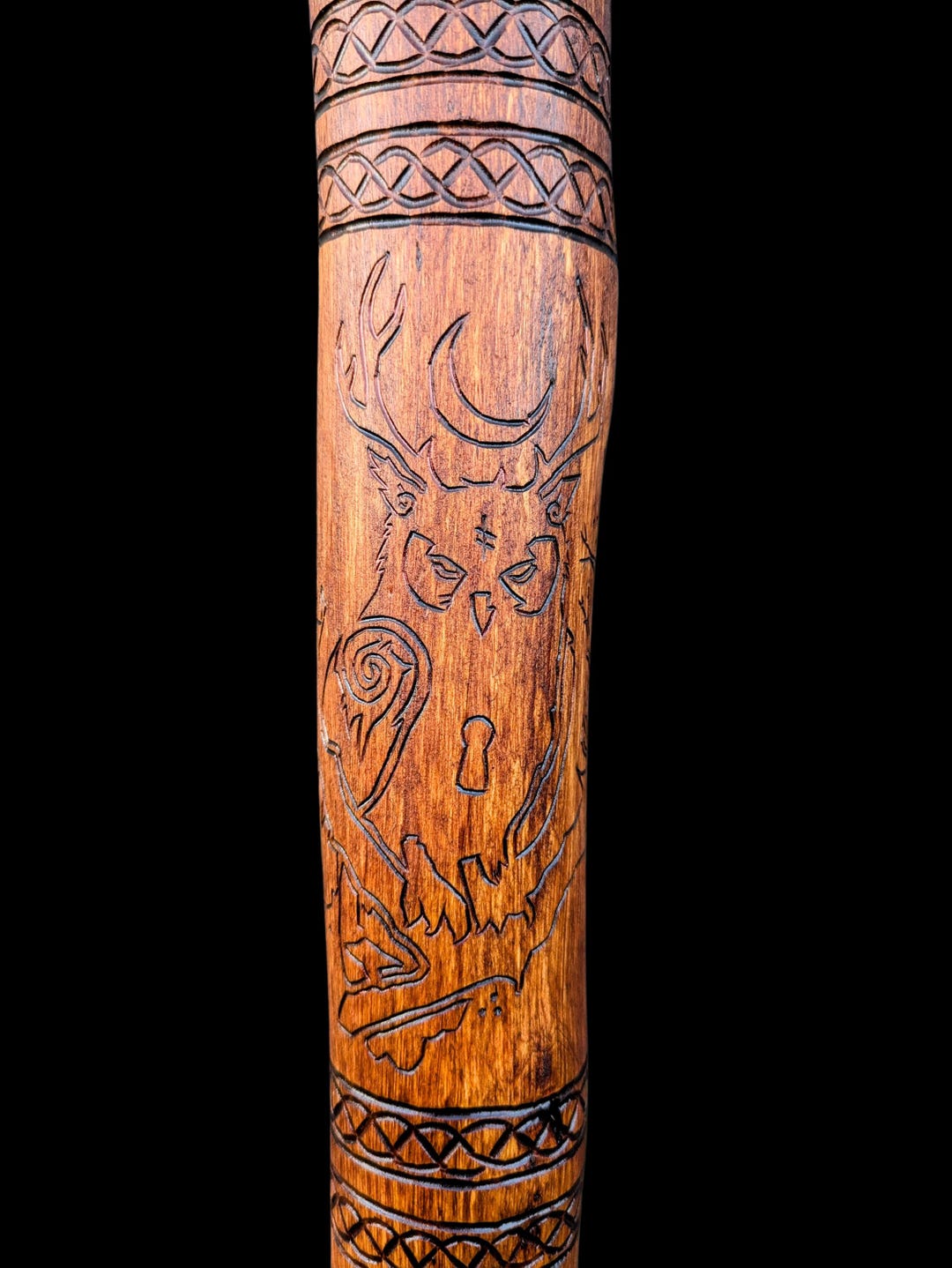 Witchy Owl Ritual Staff/walking Stick –hand-carved Alder Wood With ...