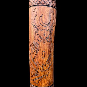Witchy Owl Ritual Staff/walking Stick –hand-carved Alder Wood With ...