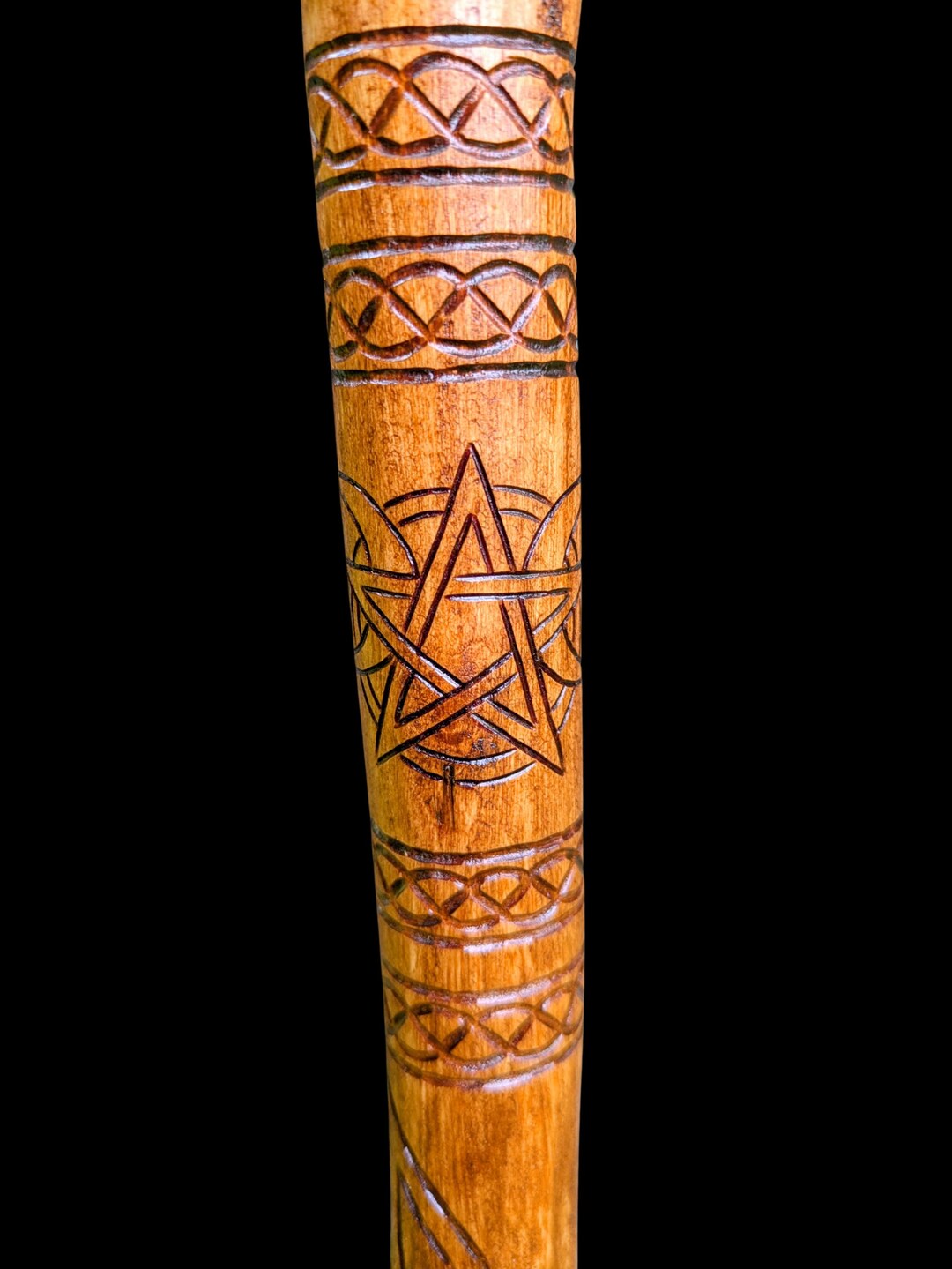 Triple Moon Goddess Birch Staff: Hand-carved Wiccan Ritual Walking ...