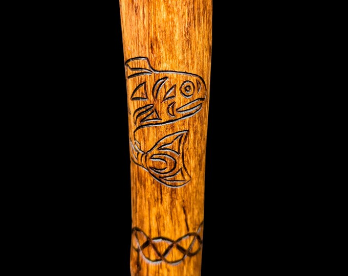 Druid Shaman Fish Ritual Staff/walking Stick –hand-carved Birch Wood ...