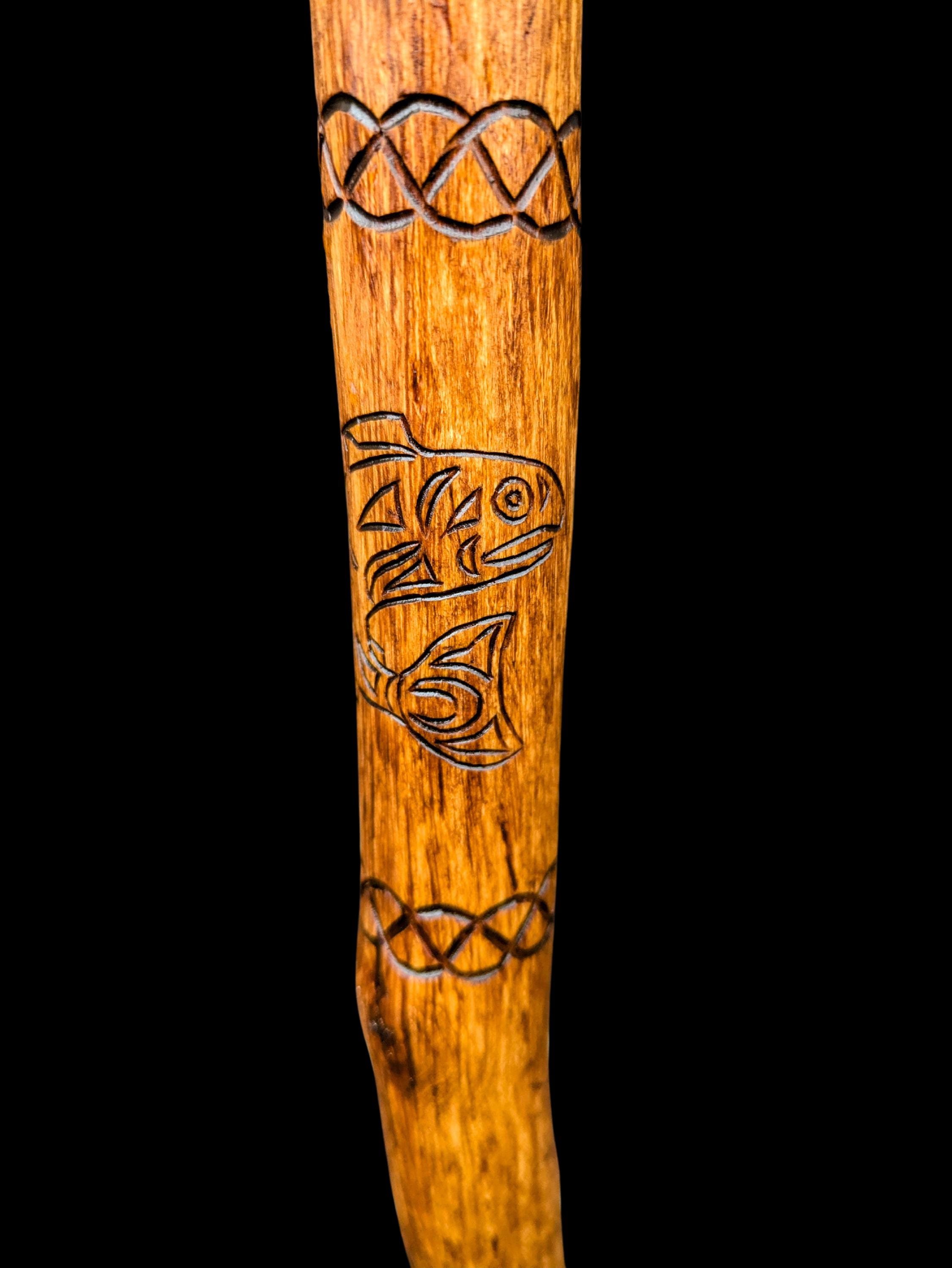 Druid Shaman Fish Ritual Staff/walking Stick hand-carved Birch Wood ...