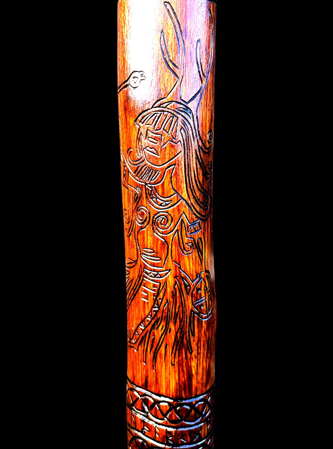 Heilung Ritual Staff/walking Stick hand-carved Birch Wood With Nordic ...