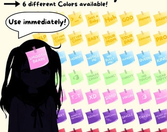 105 Vtuber Sticky Note Set, Cute Funny Stream Overlay, Vtuber Stream ...