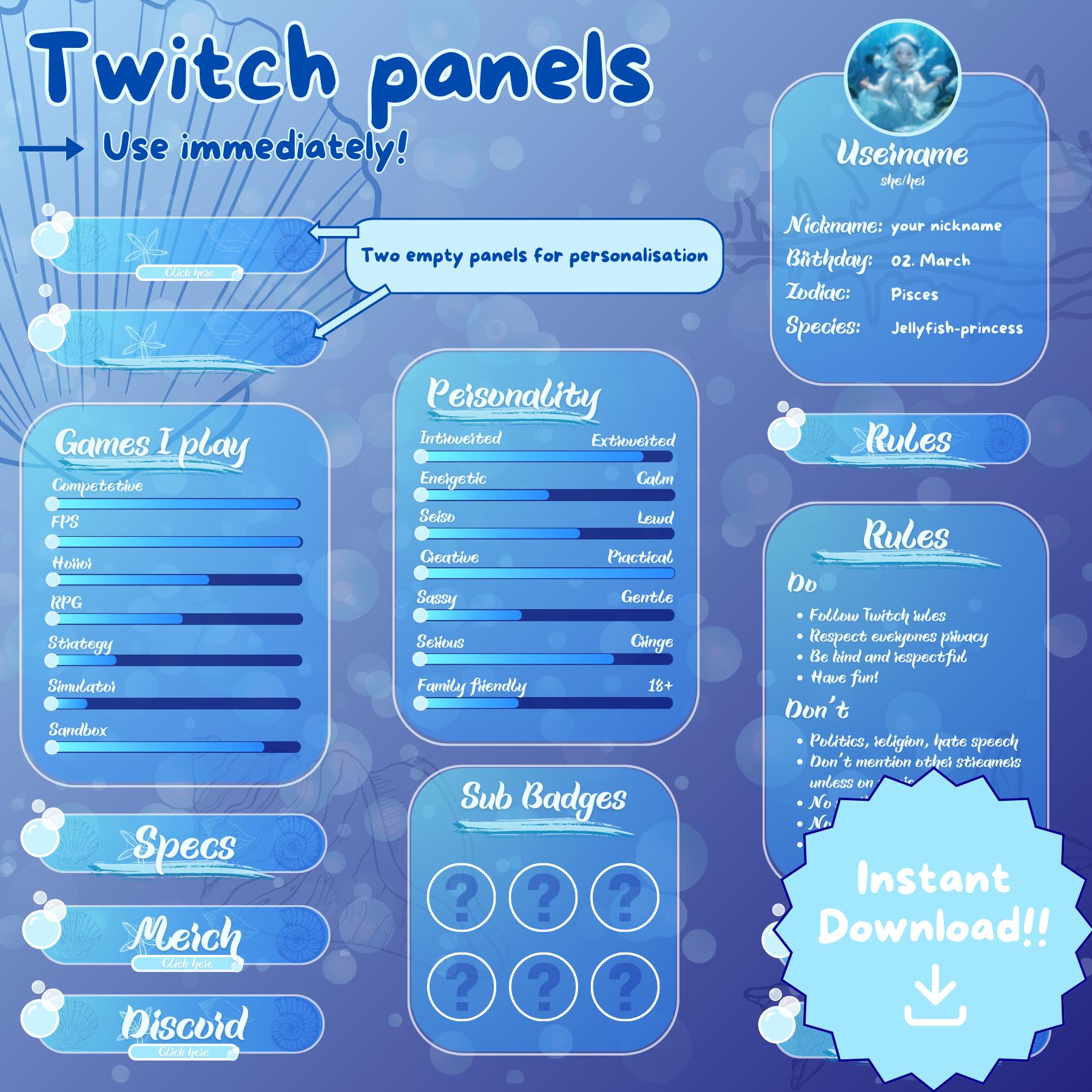 Ocean Bubbles Twitch Panels - Etsy